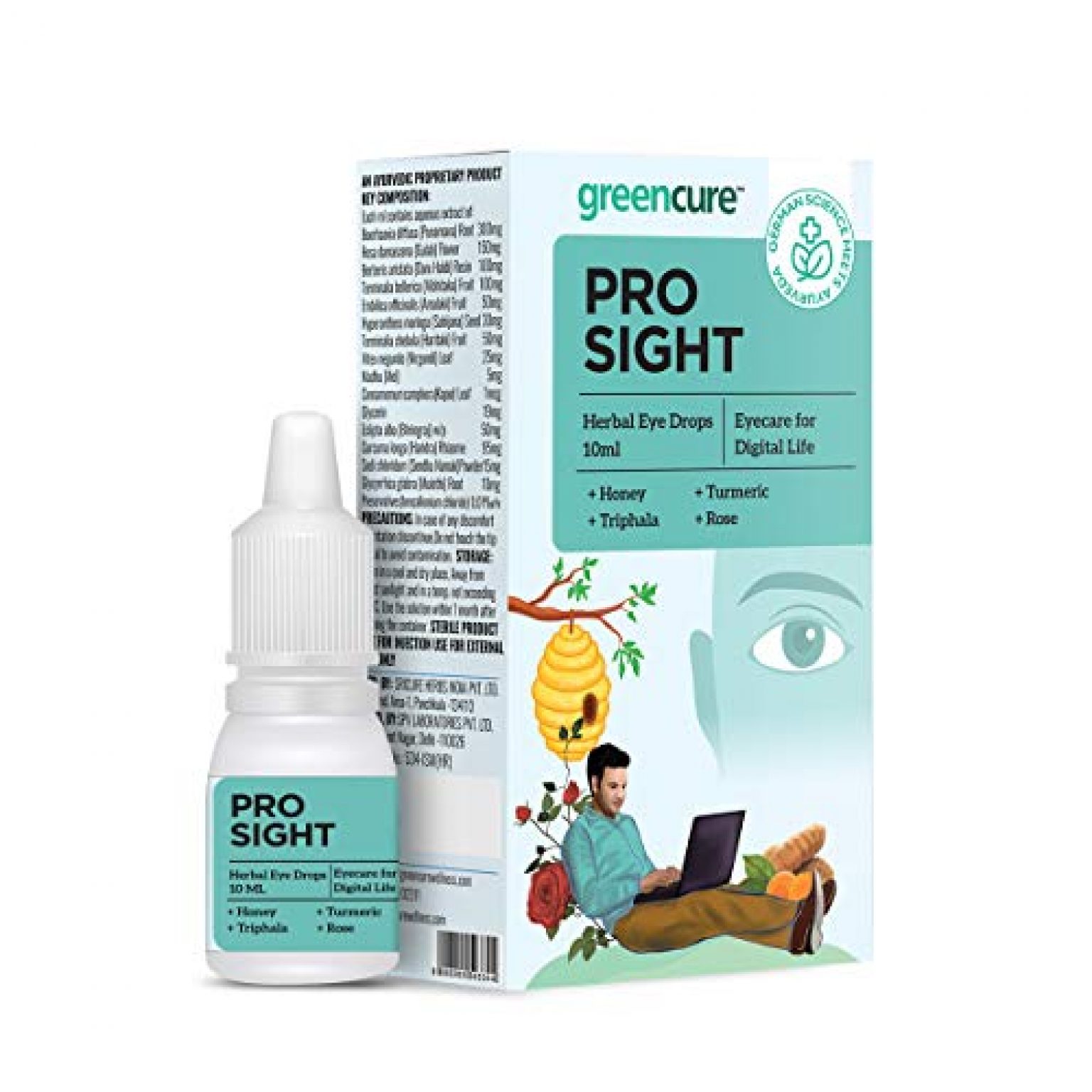 GreenCure Prosight Herbal Eye Drops with Honey, Turmeric, Triphala ...